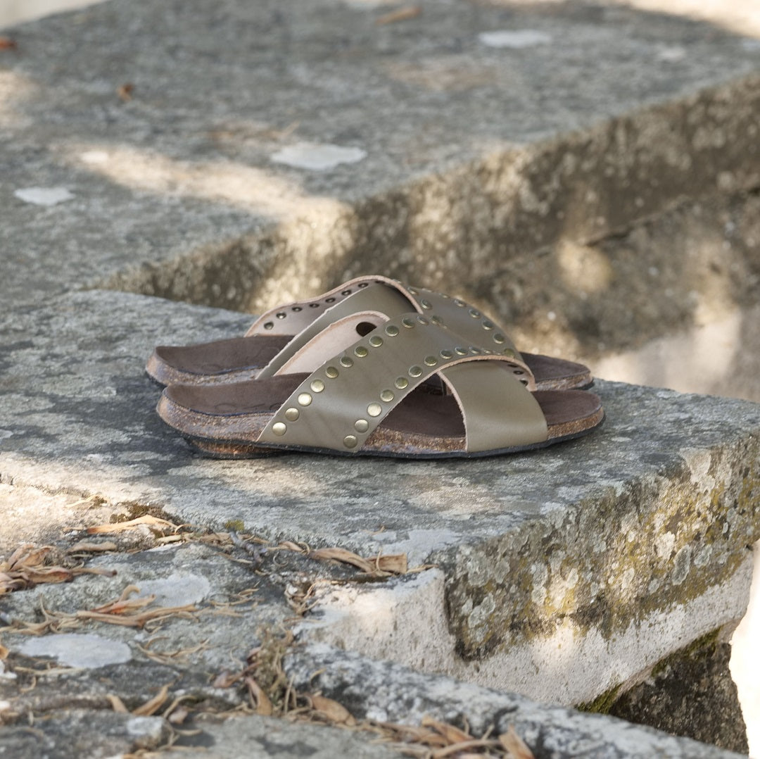 BOSABO Mule Louane : dessus cuir et semelle liège - made in France – Bosabo