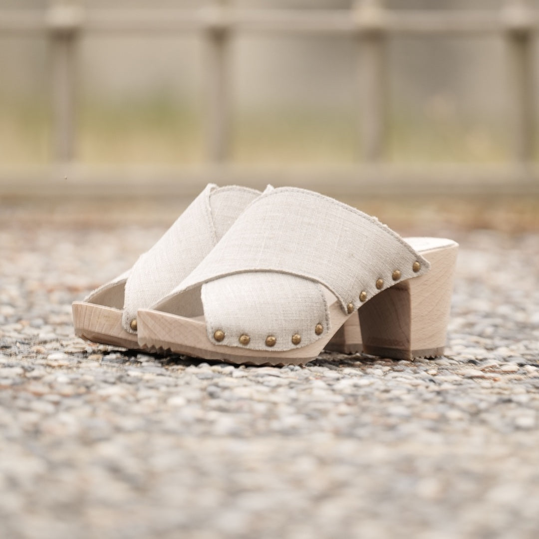 BOSABO Chiara mules: leather upper and traditional wood sole - made in ...